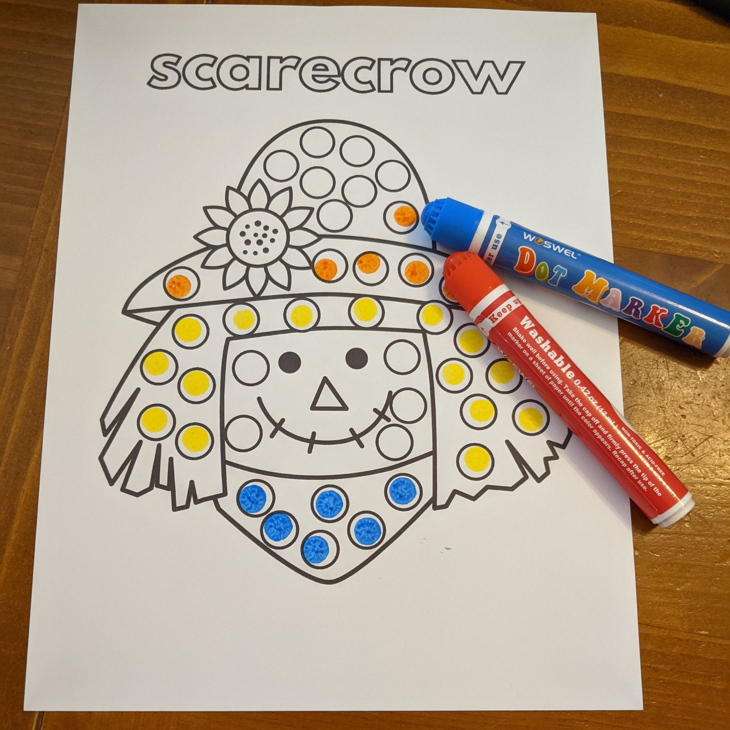 Back to School Dot Marker Worksheet with a Scarecrow – Lillian's Handmade