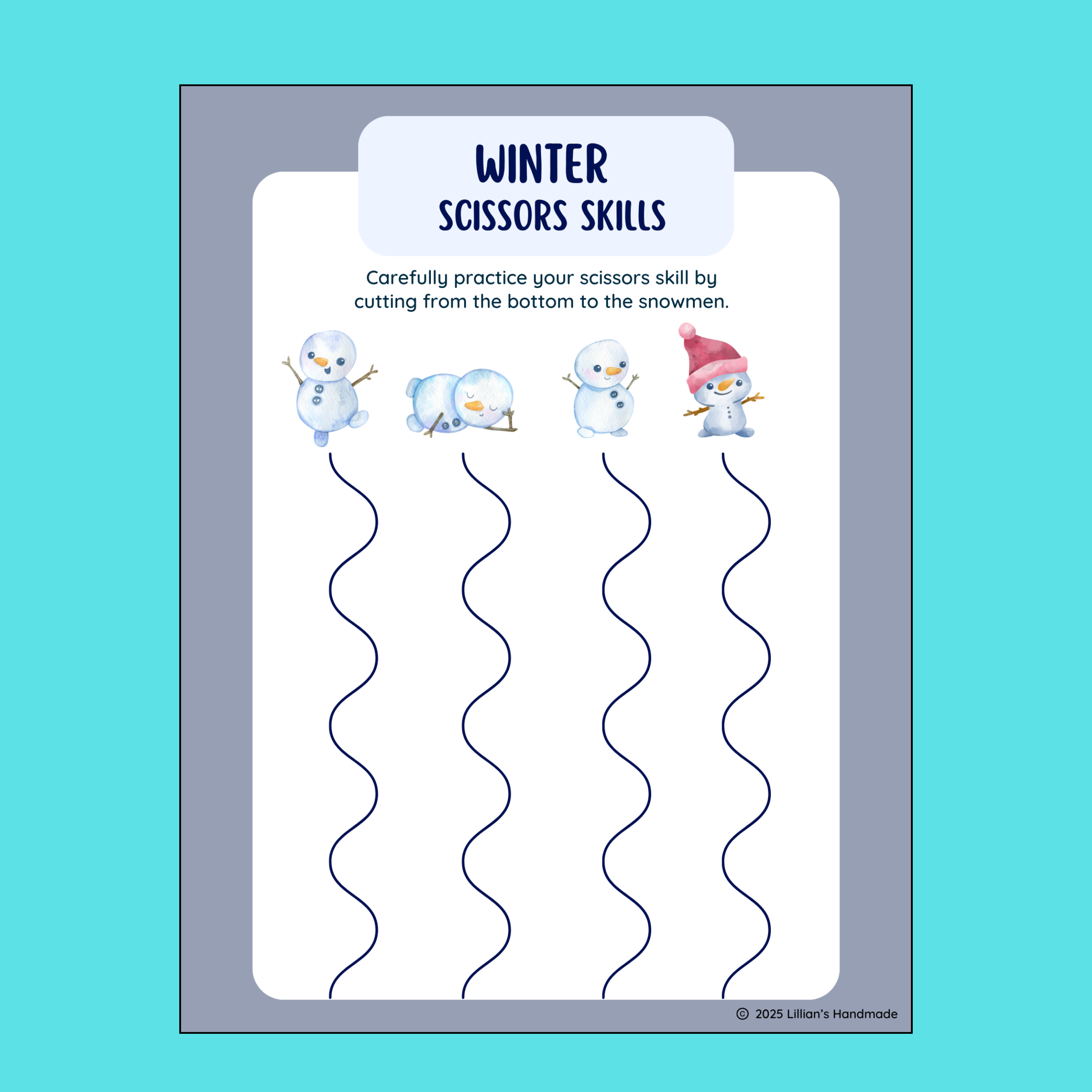 Winter Scissors Skills Worksheet – Free Printable Cutting Practice for ...