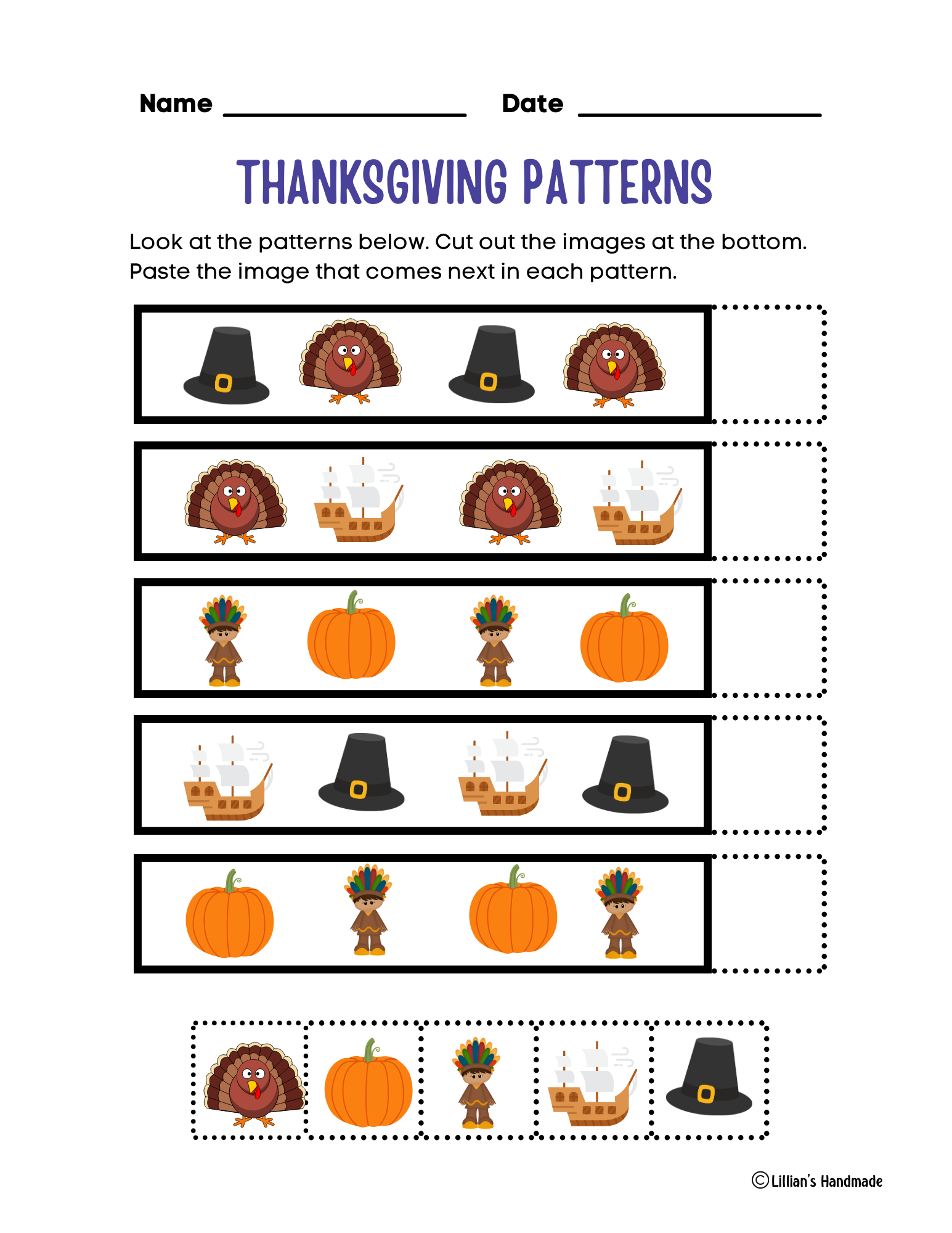 Thanksgiving Patterns Cut & Paste – Lillian's Handmade