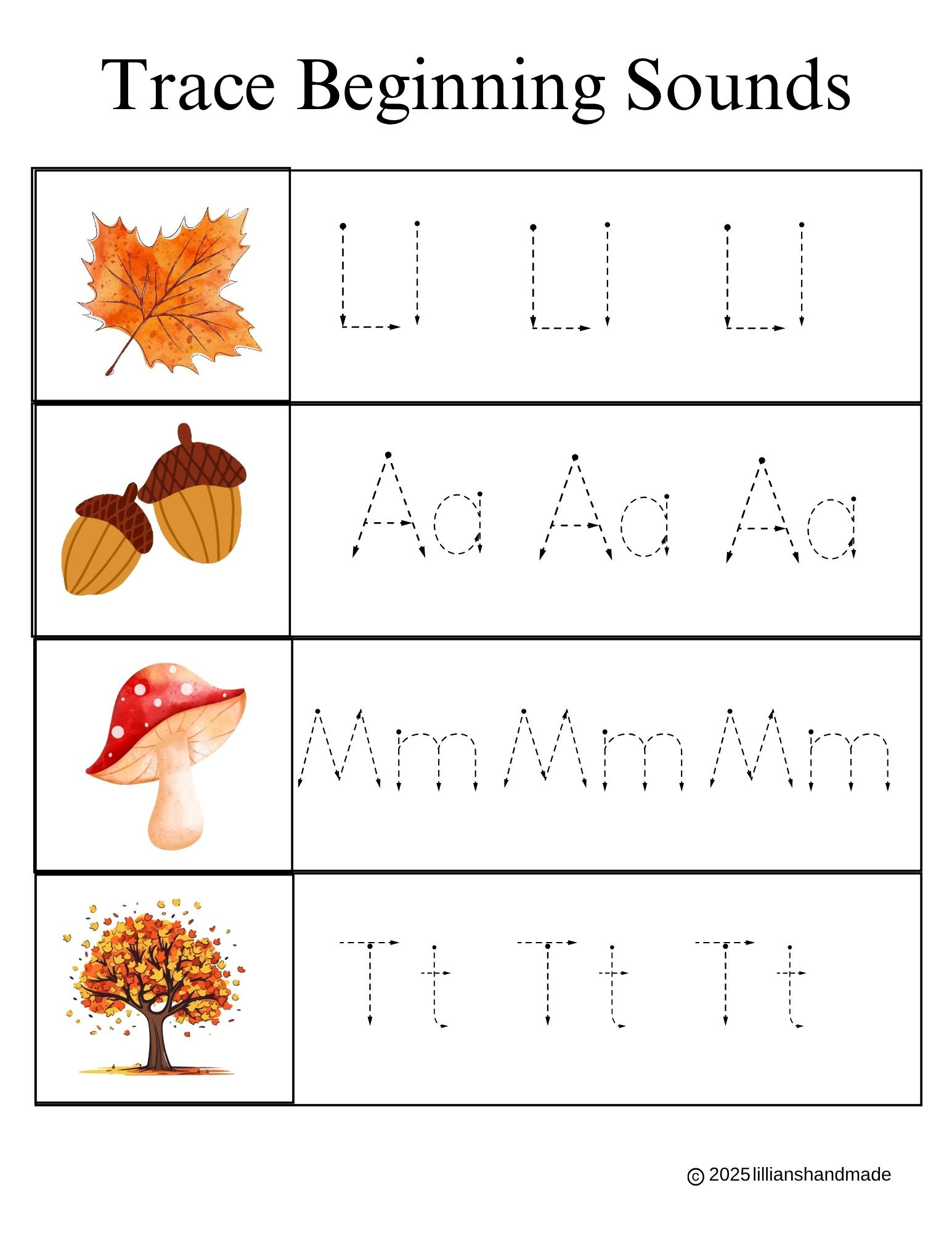 Trace Beginning Sounds – Lillian's Handmade