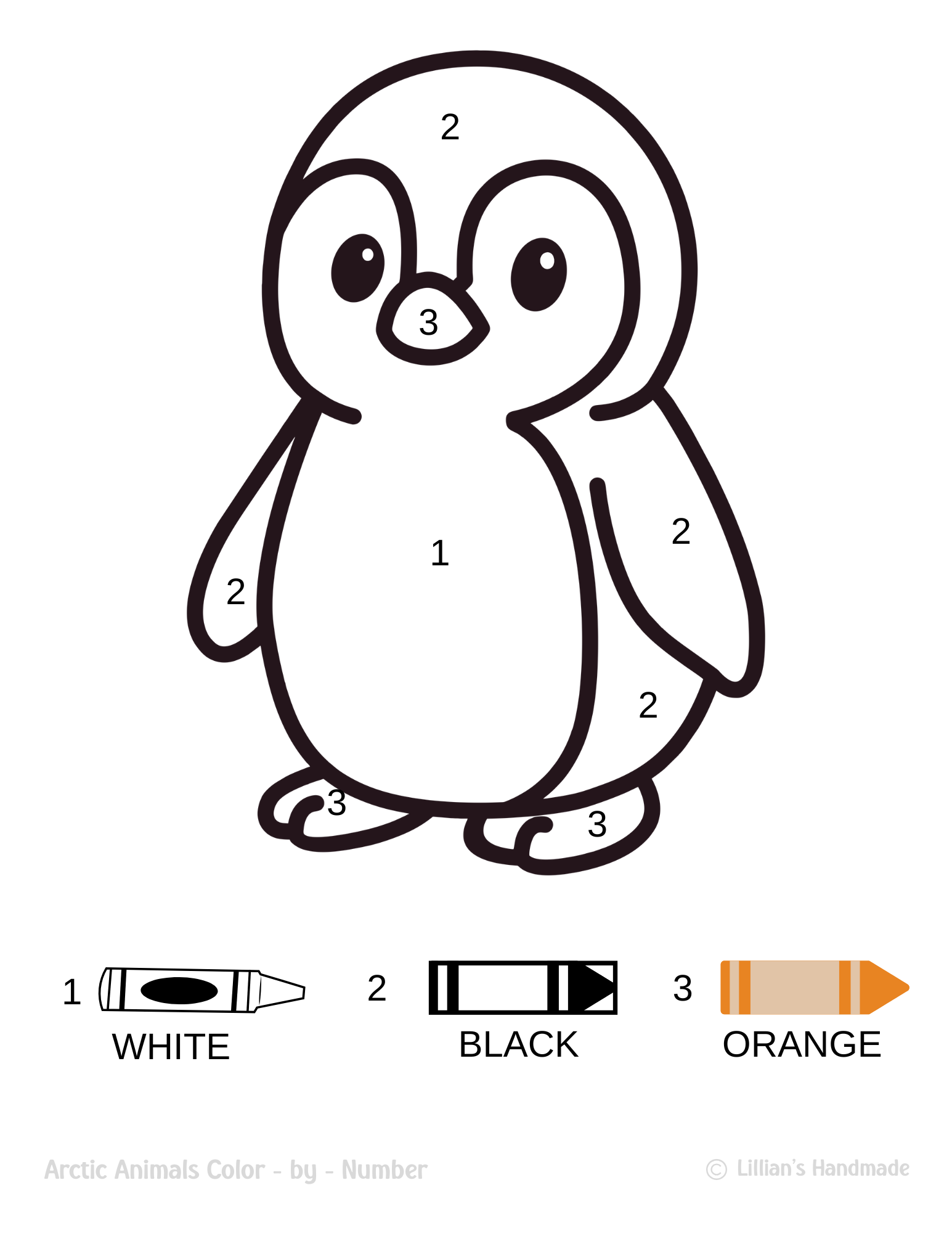 Penguin Color by Number – Arctic Animals – Lillian's Handmade